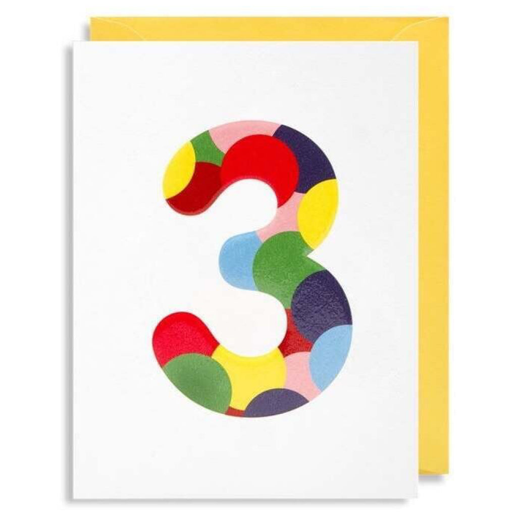 Age 3 Mini Birthday Card Lagom Design Outer Layer