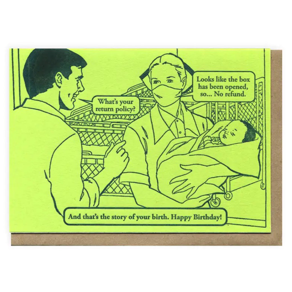 Return Policy Birthday Card | Blue Barnhouse – Outer Layer