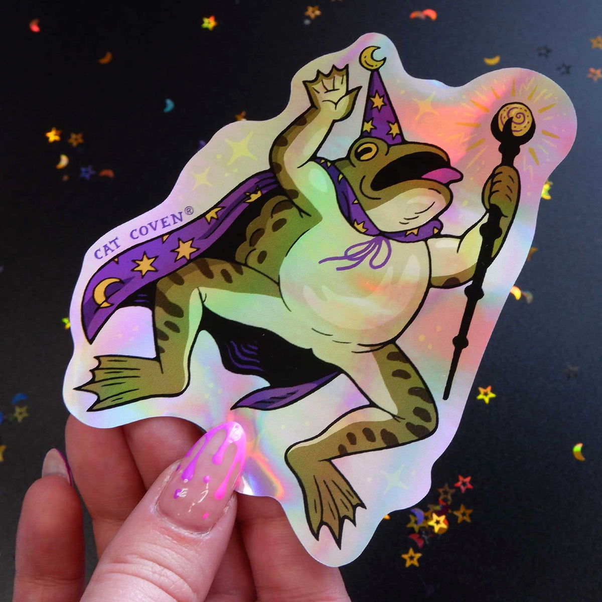 Toad Wizard Holographic Sticker | Cat Coven – Outer Layer