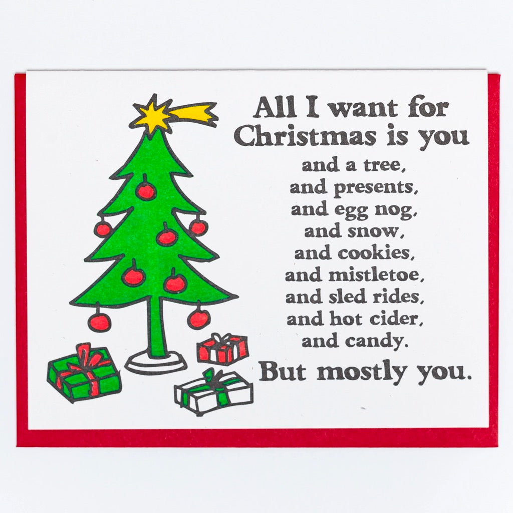All I Want For Christmas Card | Lady Pilot Letterpress – Outer Layer
