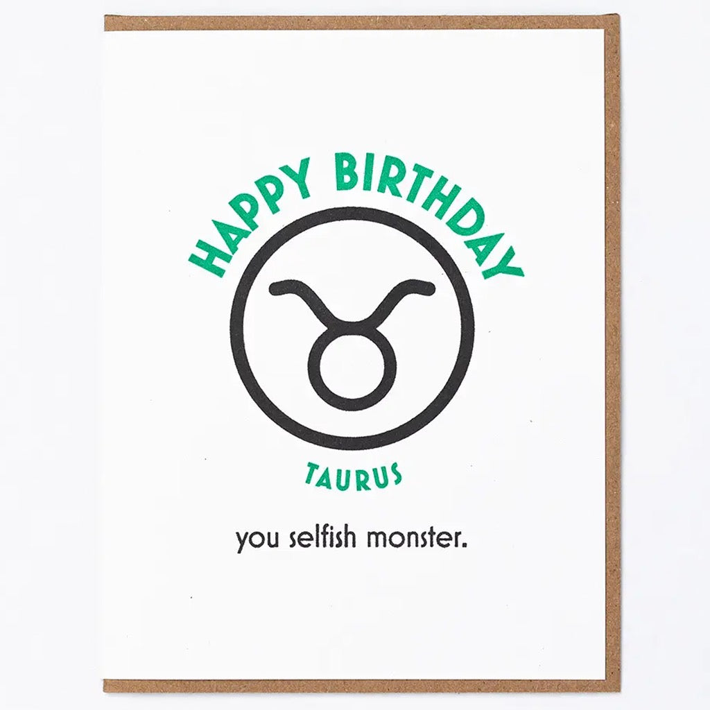 Happy Birthday Taurus Card | Lady Pilot Letterpress – Outer Layer