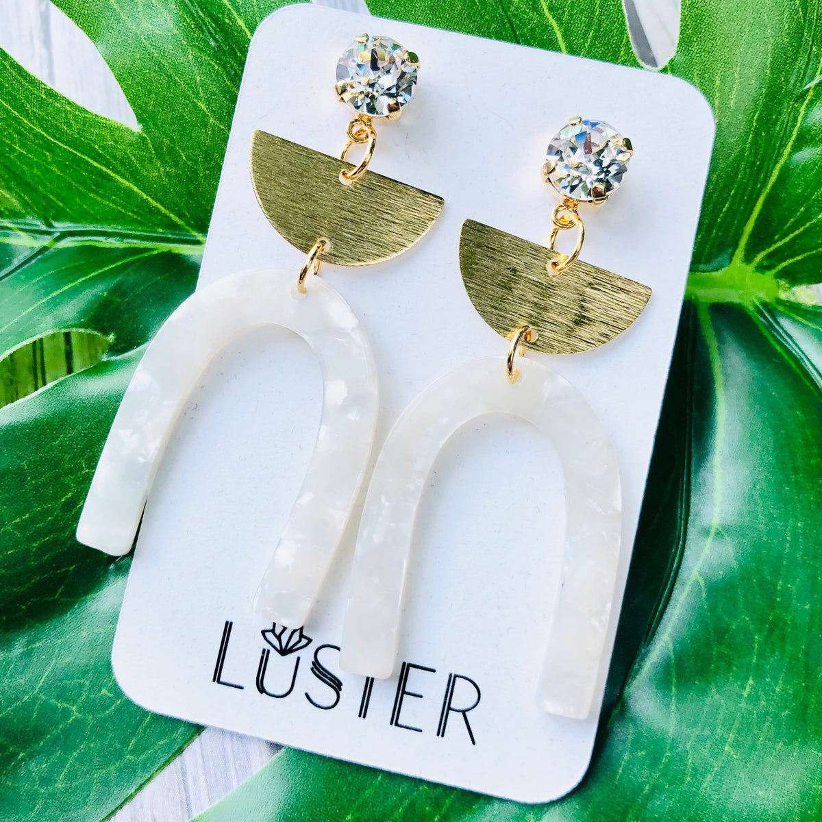 White U-Drop Lightweight Statement Earrings | Luster – Outer Layer