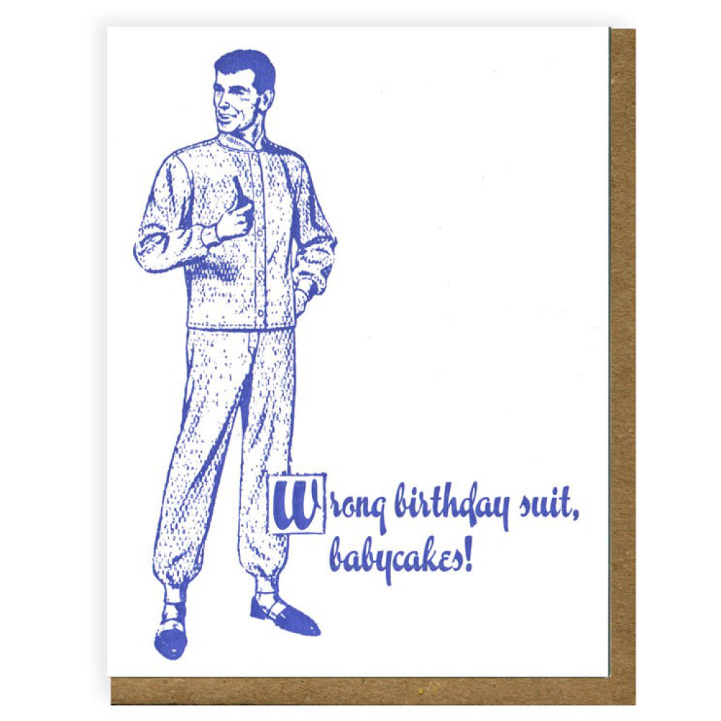 Wrong Birthday Suit Card Blue Barnhouse Outer Layer