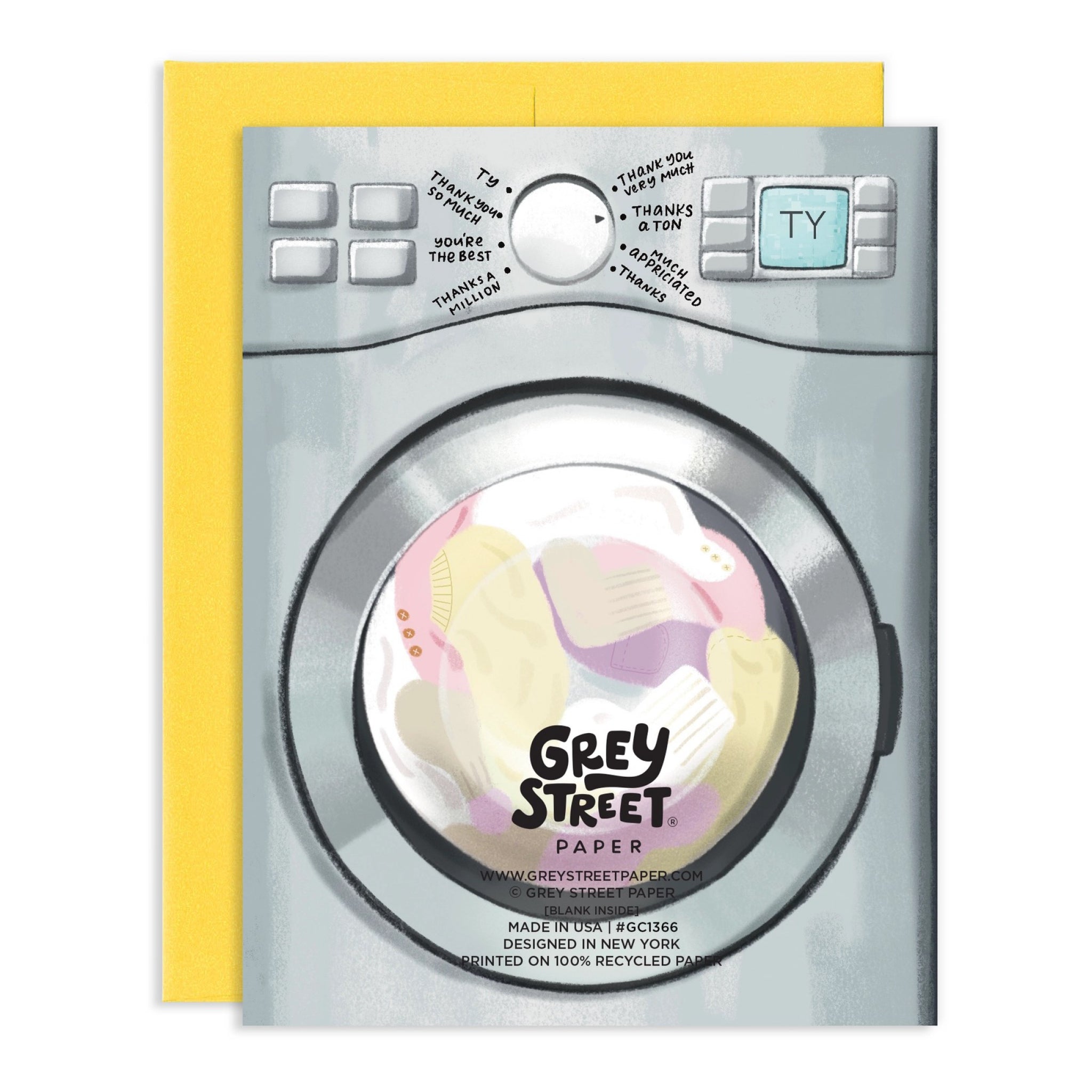 Loads Of Thanks Washing Machine Thank You Card | Grey Street Paper ...