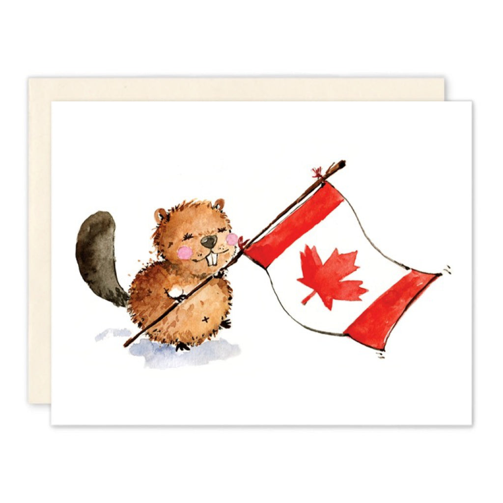 Beaver With Canadian Flag Card | Amara Strand Studio – Outer Layer