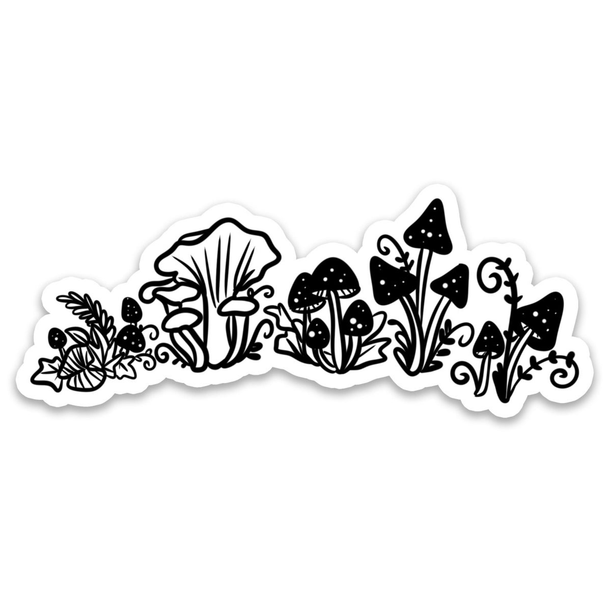 Black Ink Mushrooms Sticker | Rebel and Siren – Outer Layer