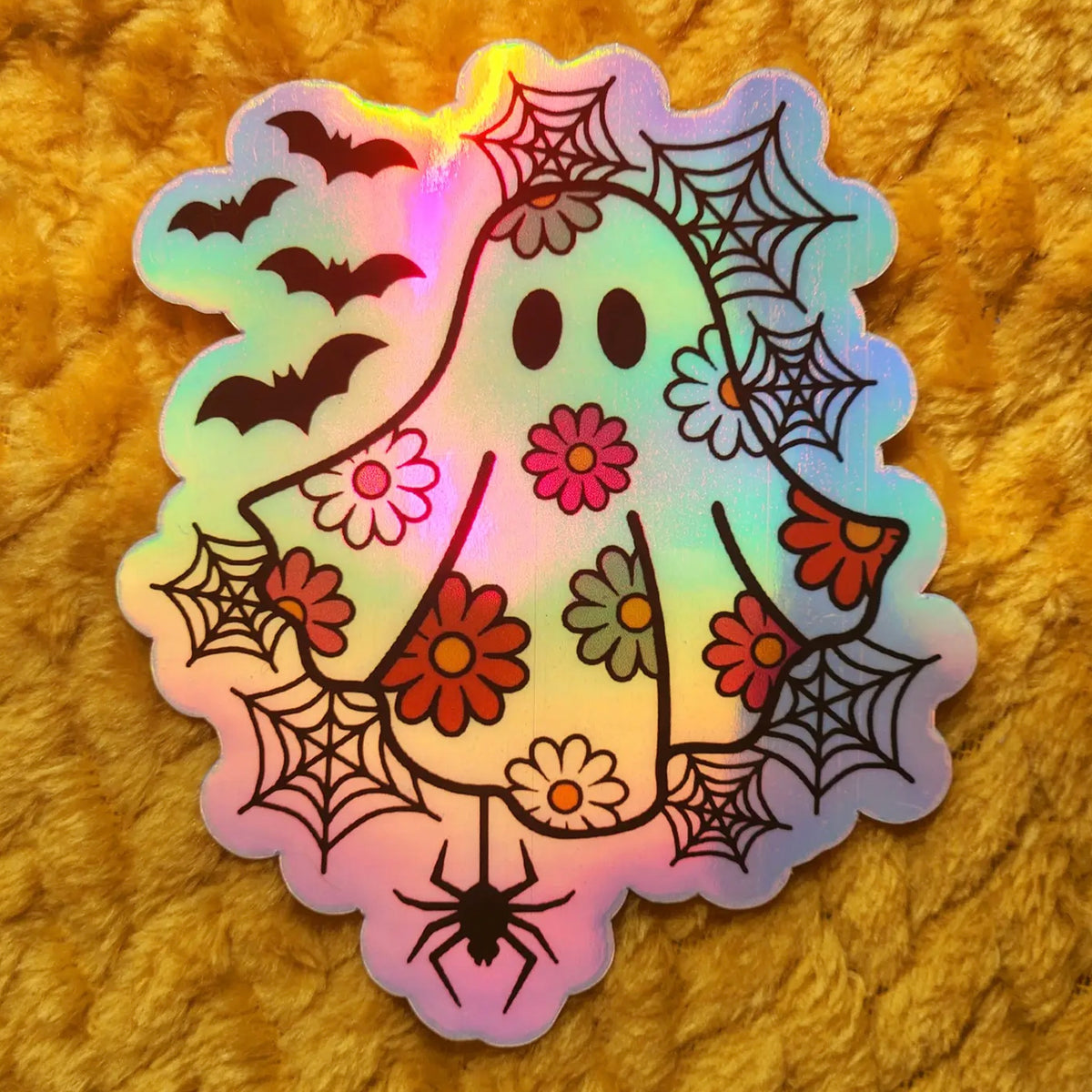 Cute Retro Ghost Holographic Sticker | Luxe Trauma – Outer Layer