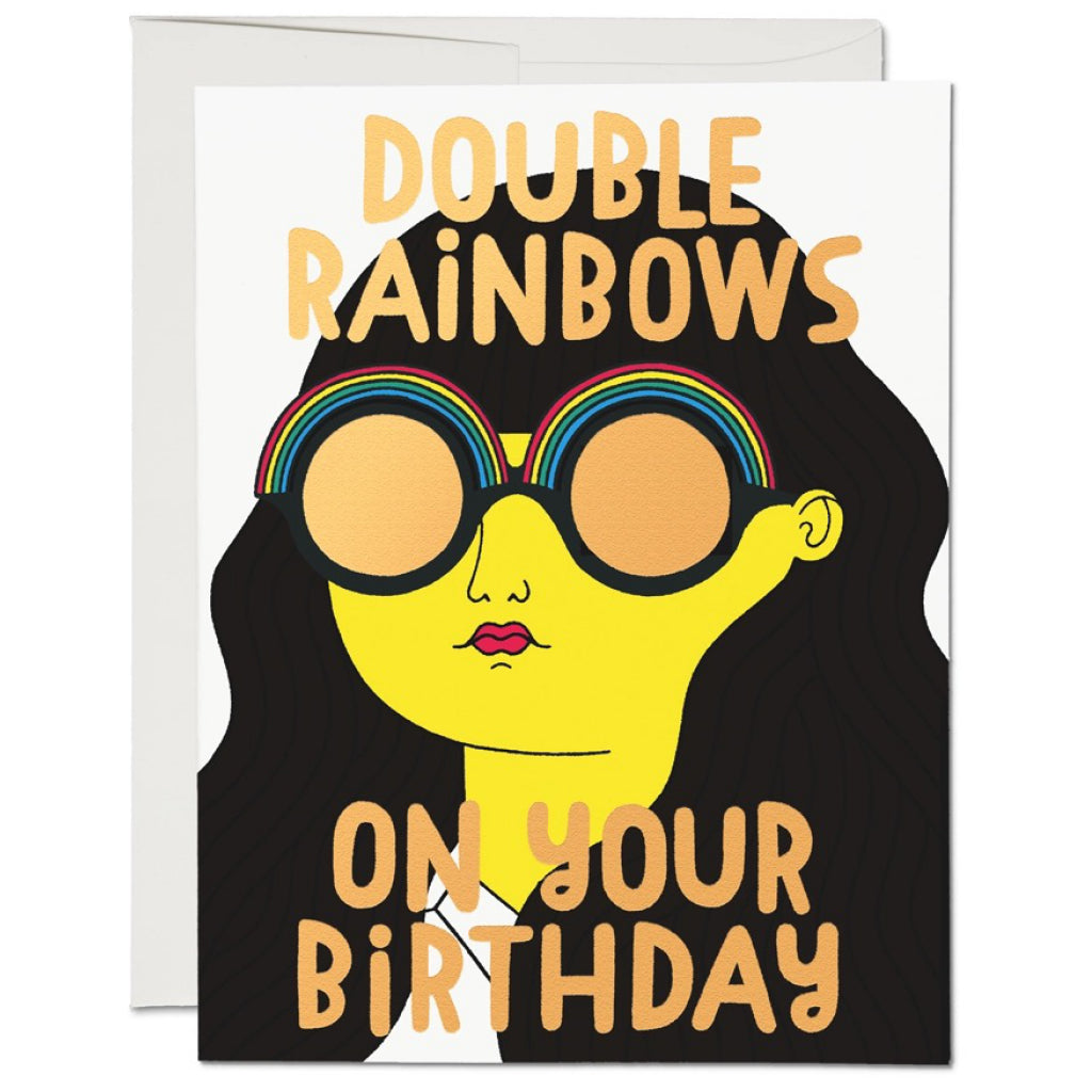Double Rainbows Birthday Card | Red Cap Cards – Outer Layer