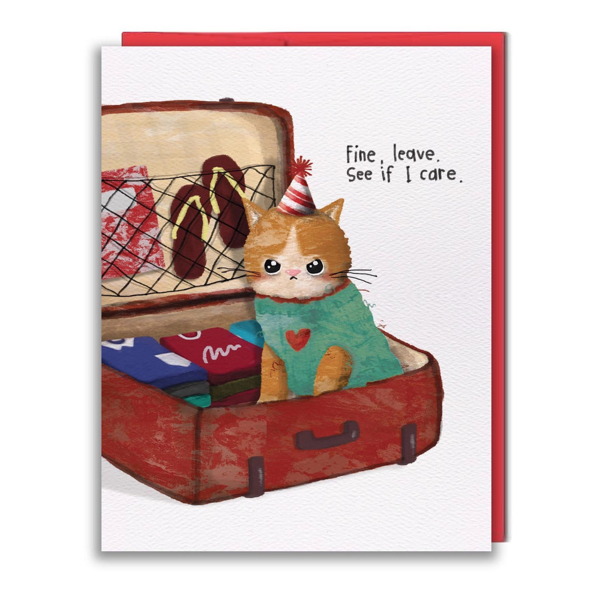 Fine, Leave Cat In Suitcase Card | Studio Vcky – Outer Layer