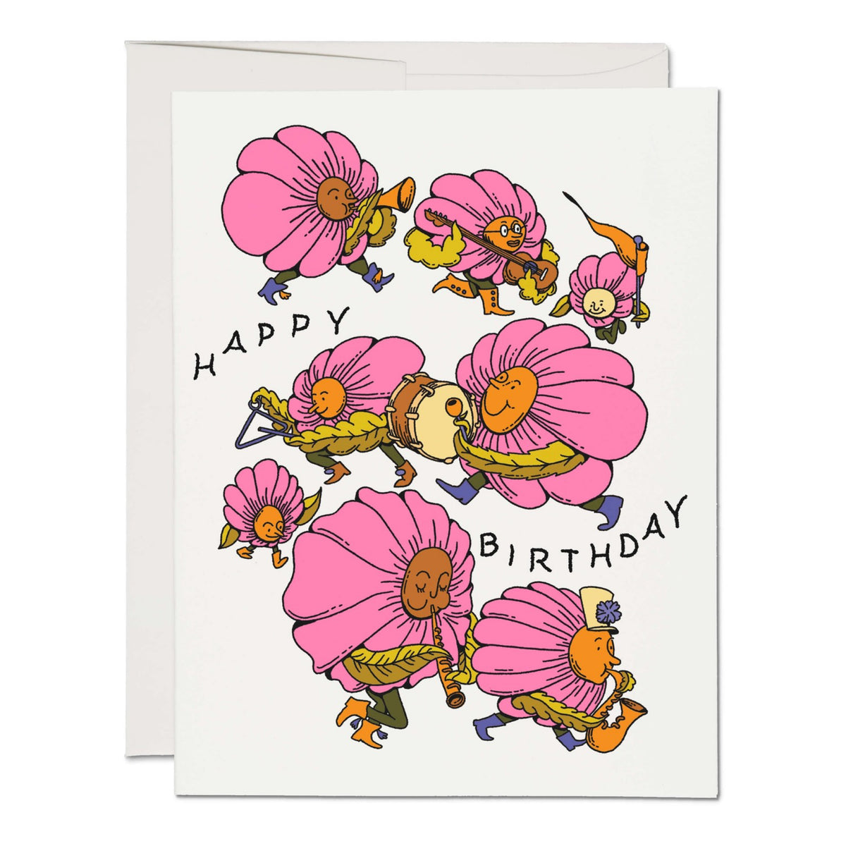 Flowers Birthday Band Card | Red Cap Cards – Outer Layer