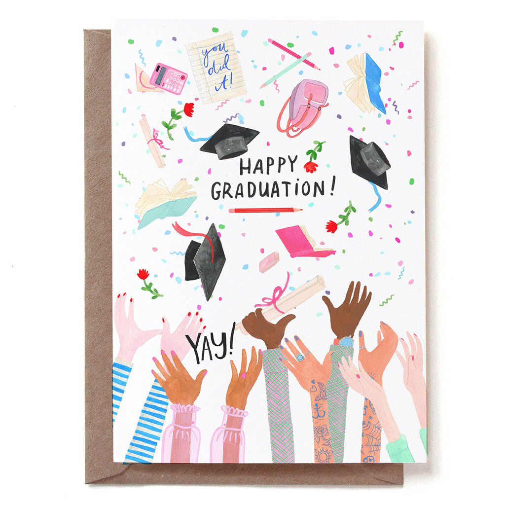Grad Hands Graduation Card | Reddish Design – Outer Layer
