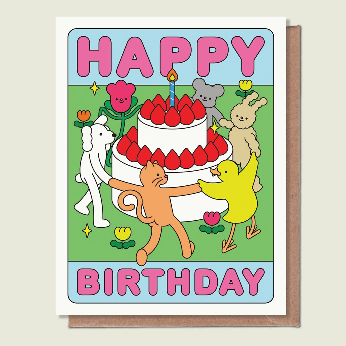 Happy Birthday Cake Greeting Card | Epée Lapin Studio – Outer Layer