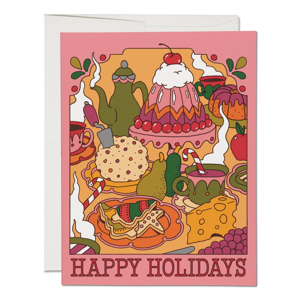 Happy Holidays Feast Greeting Card | Red Cap Cards – Outer Layer