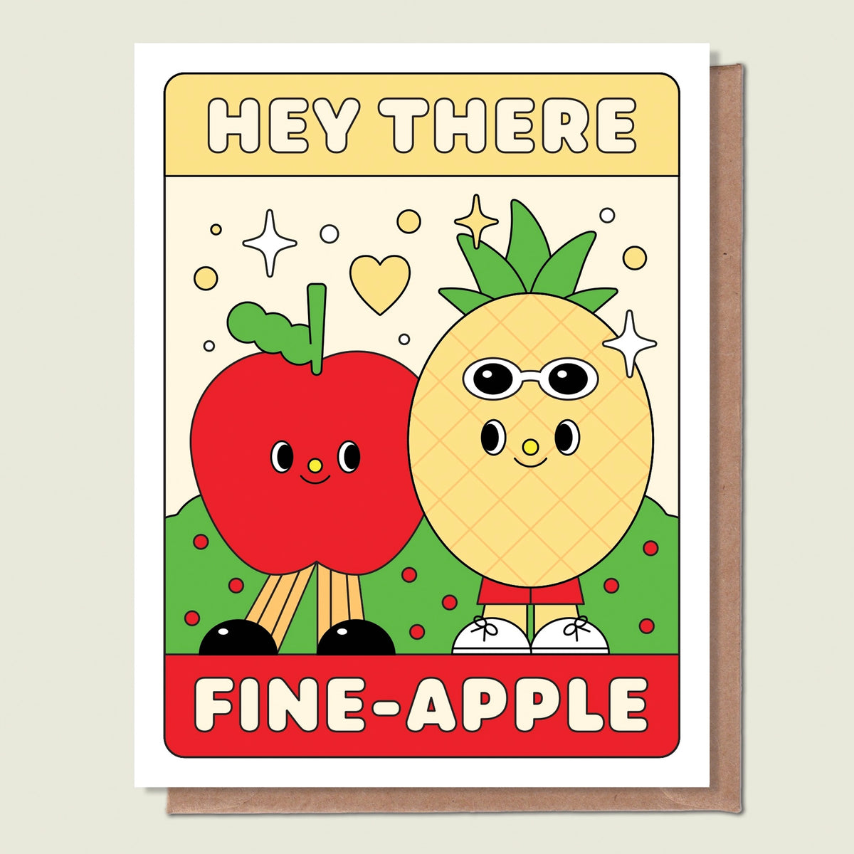 Hey There Fine-Apple Greeting Card | Epée Lapin Studio – Outer Layer