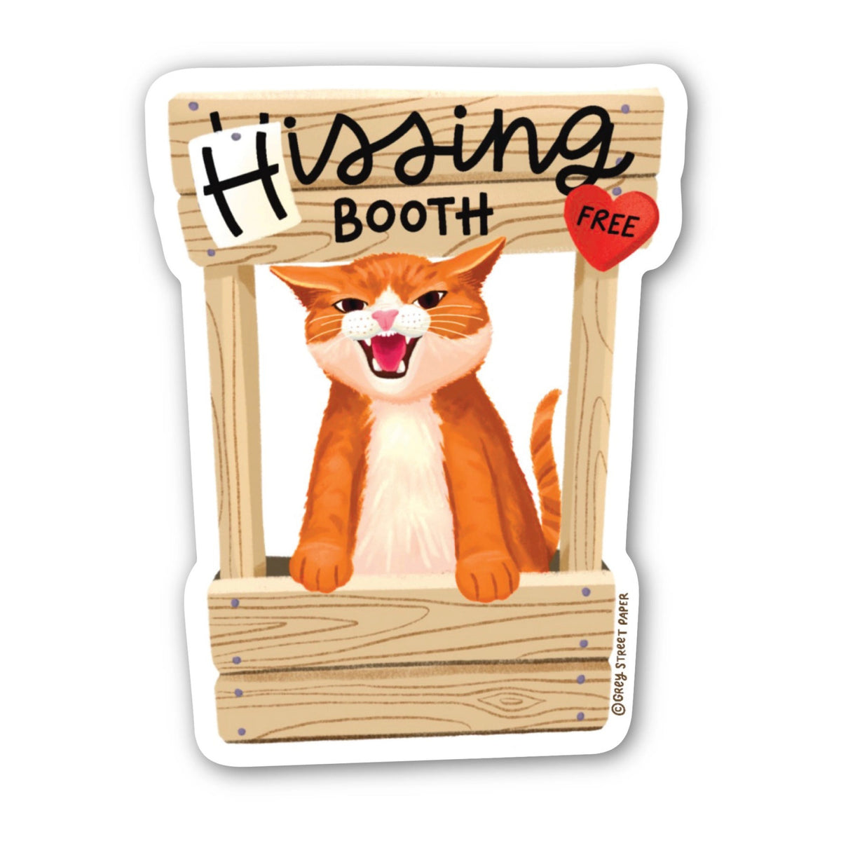 Hissing Booth Orange Cat Sticker | Grey Street Paper – Outer Layer