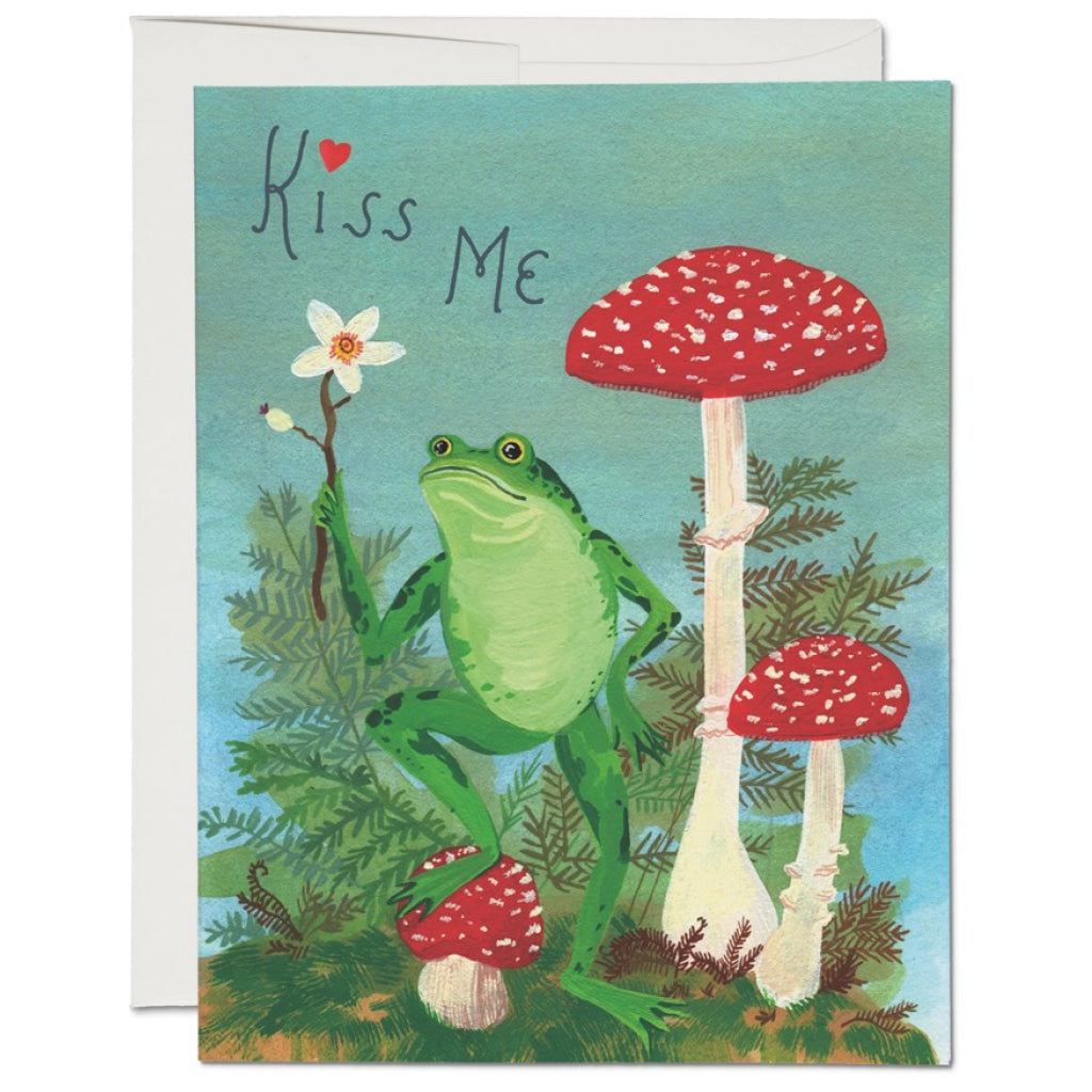 Kiss Me Frog Love Card | Red Cap Cards – Outer Layer