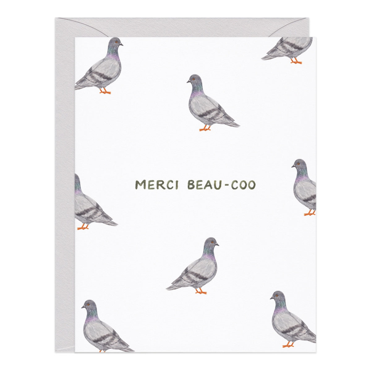 Merci Beau-Coo Pigeon Thank You Card | Amy Zhang – Outer Layer