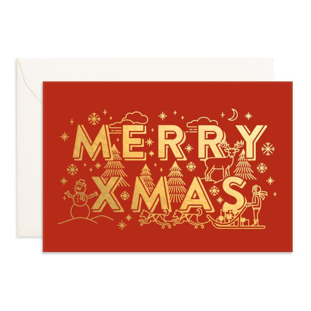 Merry XMAS Mini Greeting Card | Fox & Fallow – Outer Layer