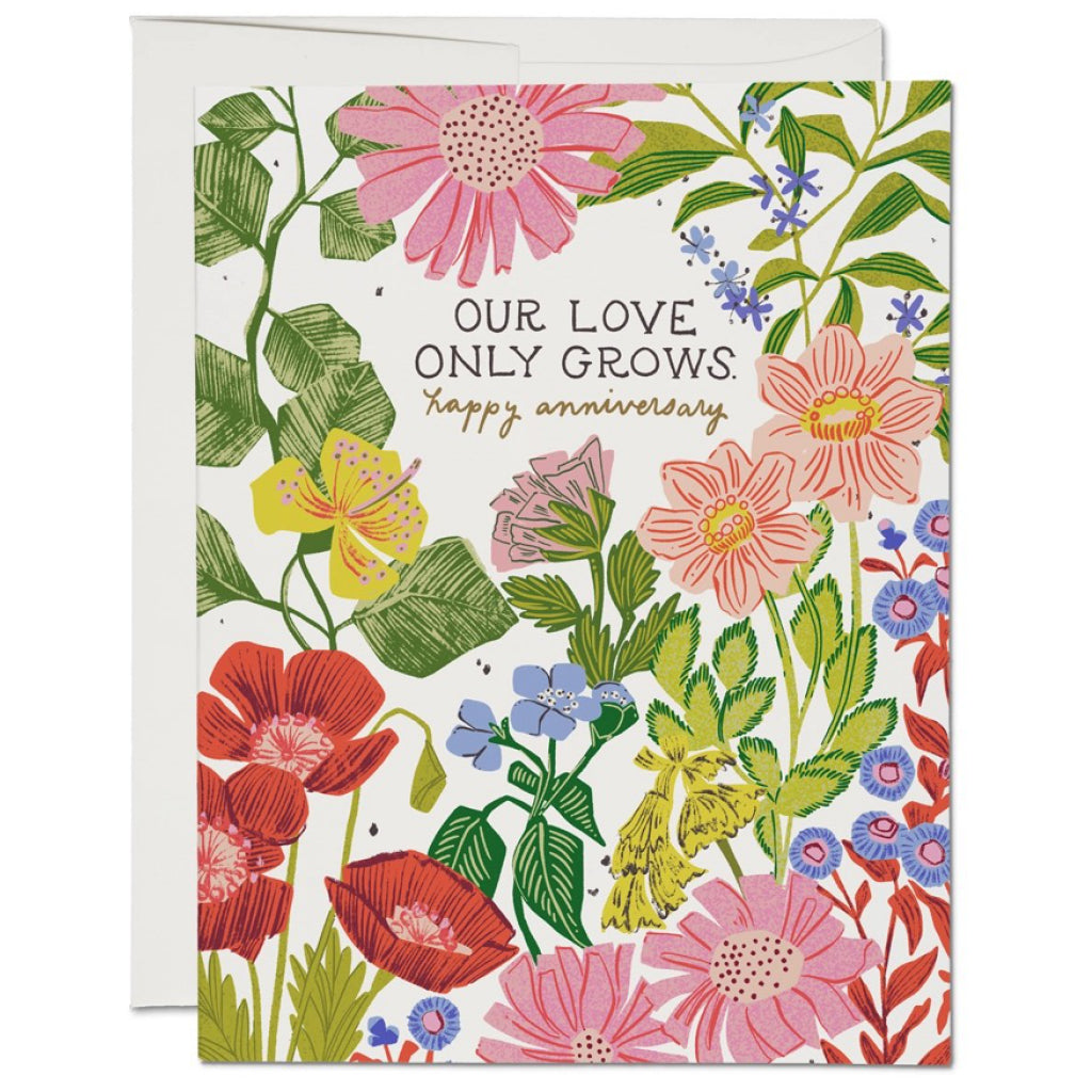 Our Love Only Grows Anniversary Card | Red Cap Cards – Outer Layer