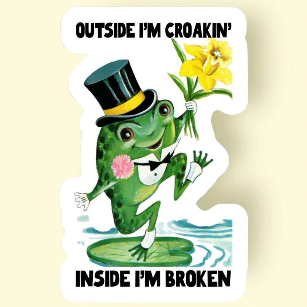 Retro Frog Croakin'/Broken Sticker | Ace the Pitmatian Co – Outer Layer