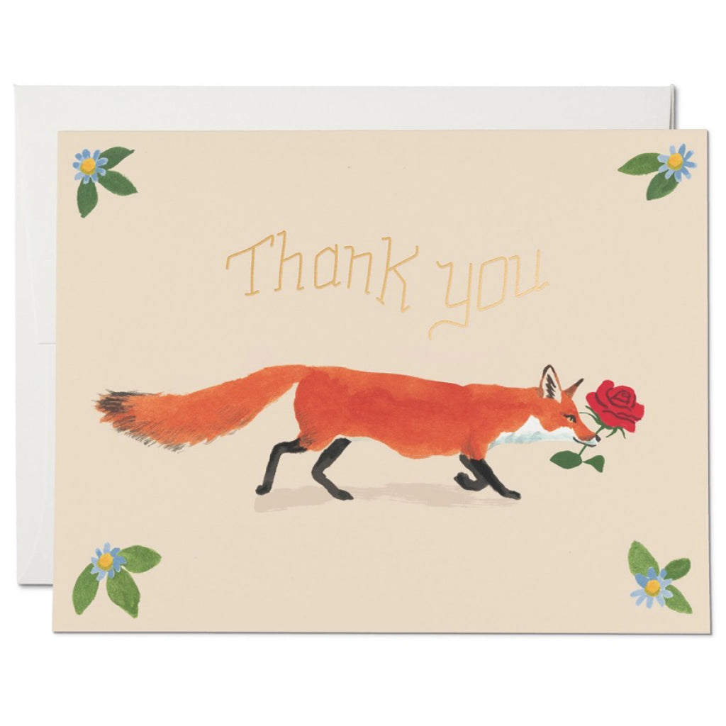 Thanks Fox Thank You Card | Red Cap Cards – Outer Layer