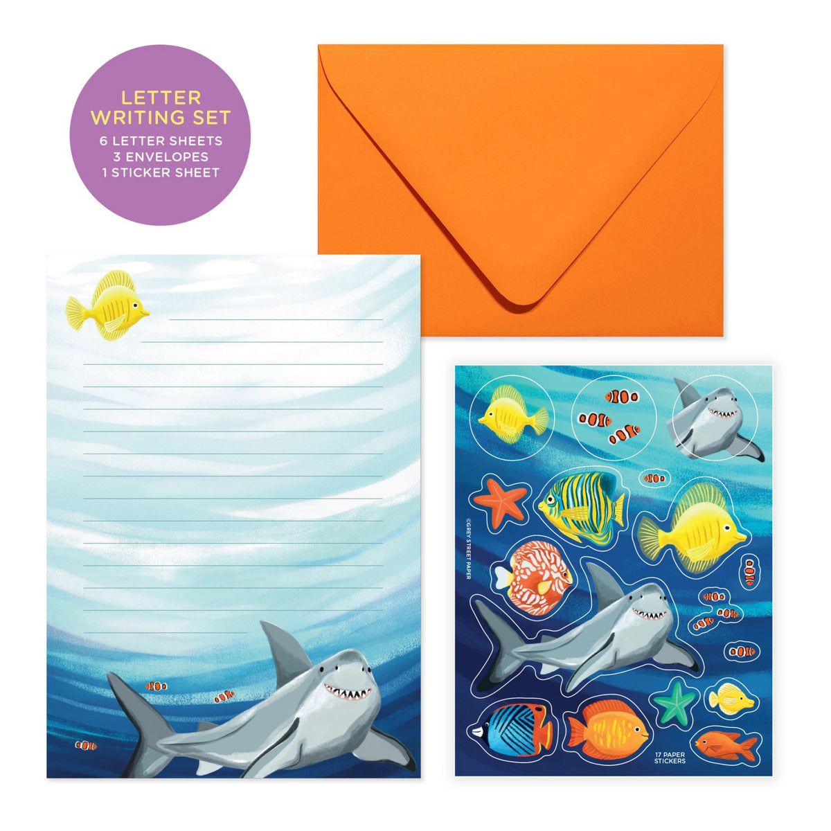 Under The Sea Shark & Fish Letter Writing Set | Grey Street Paper ...
