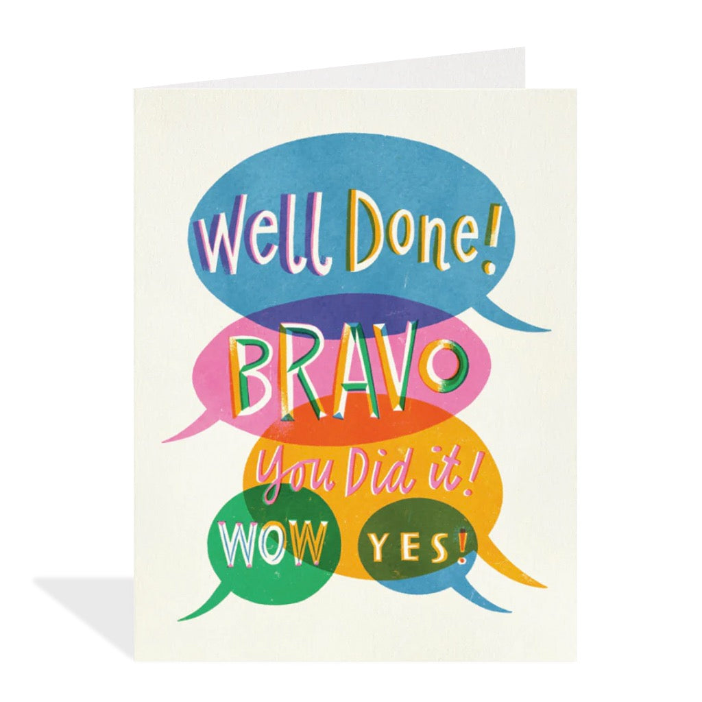 Well Done Bravo Speech Bubbles Card | Halfpenny Postage – Outer Layer