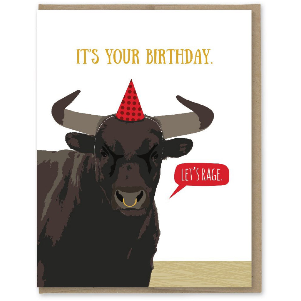 Let’s Rage Bull Birthday Card by Modern Printed Matter – Outer Layer