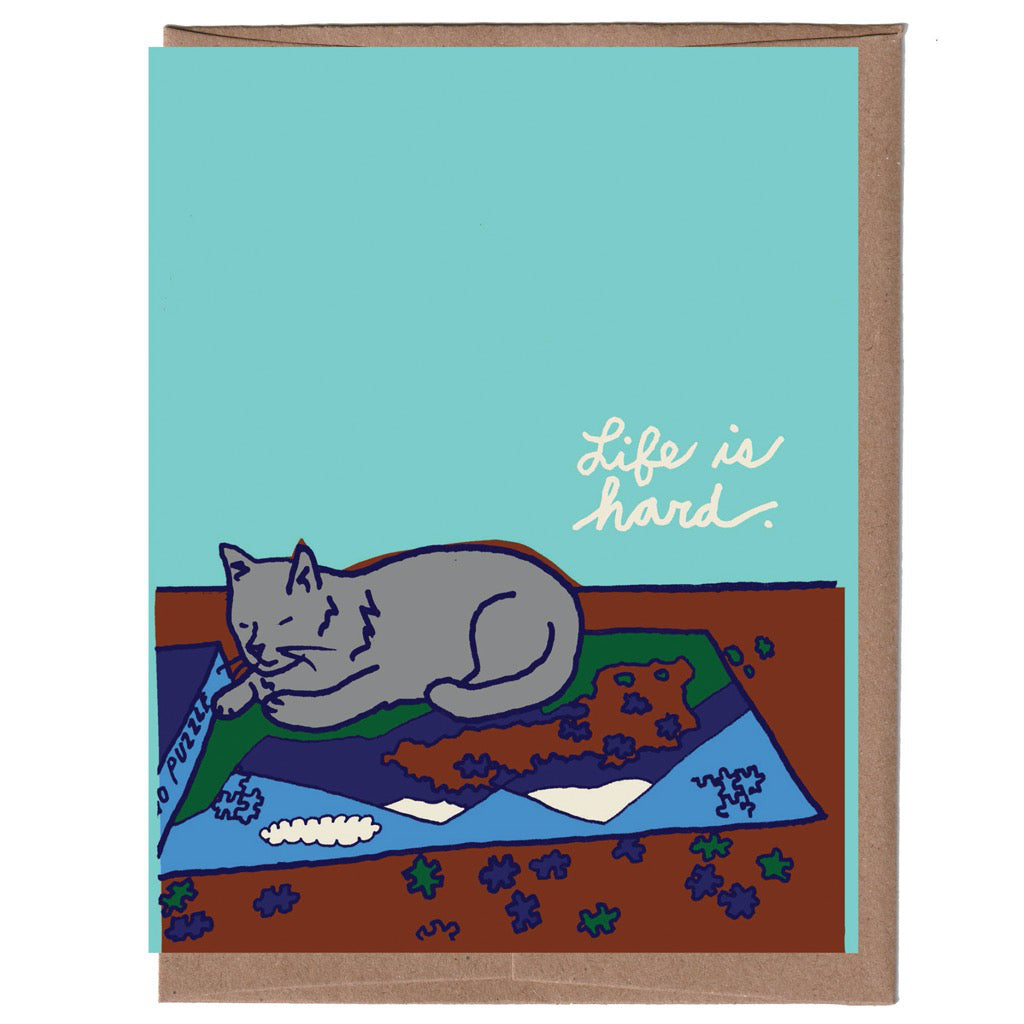 Life Is Hard Cat On Puzzle Card by La Familia Green – Outer Layer