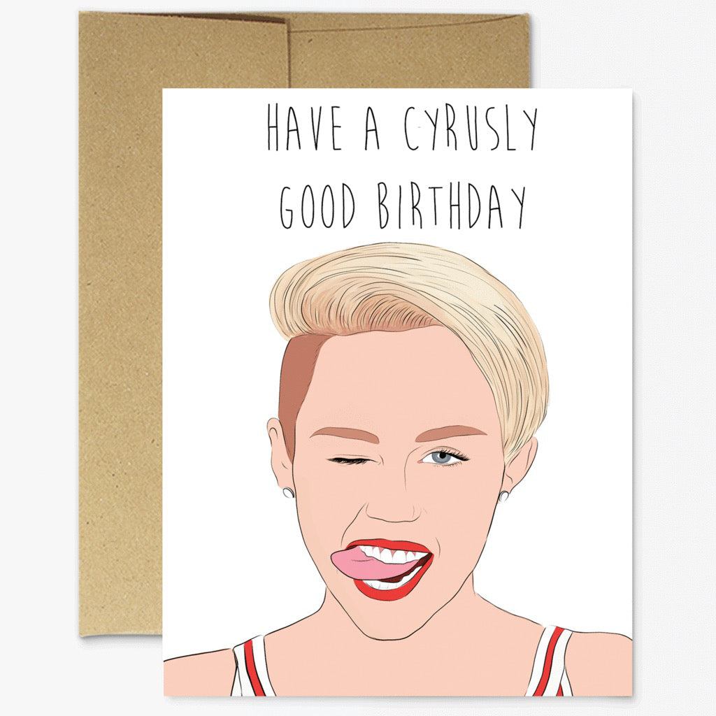 Miley Cyrus Birthday Card by Party Mountain Paper – Outer Layer