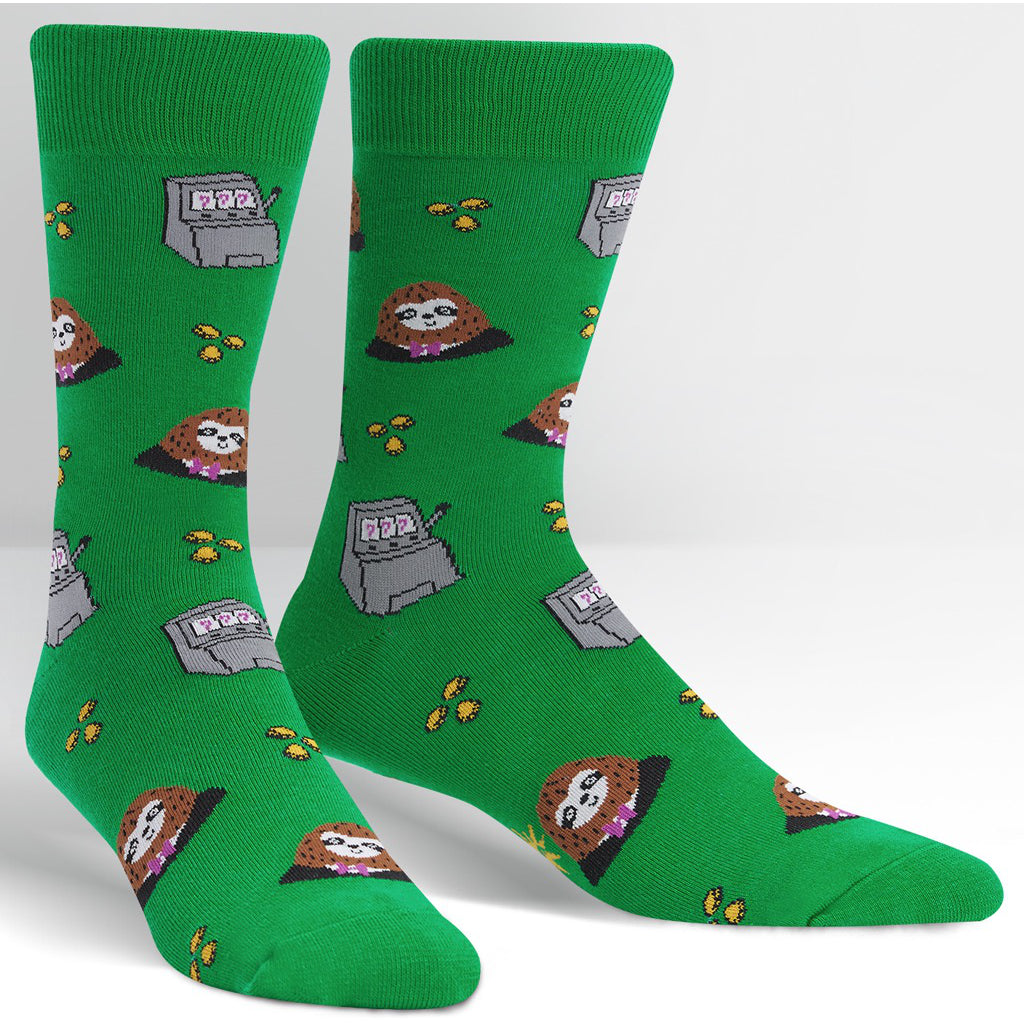 Sloth Machine Men's Crew Socks by Sock It To Me – Outer Layer