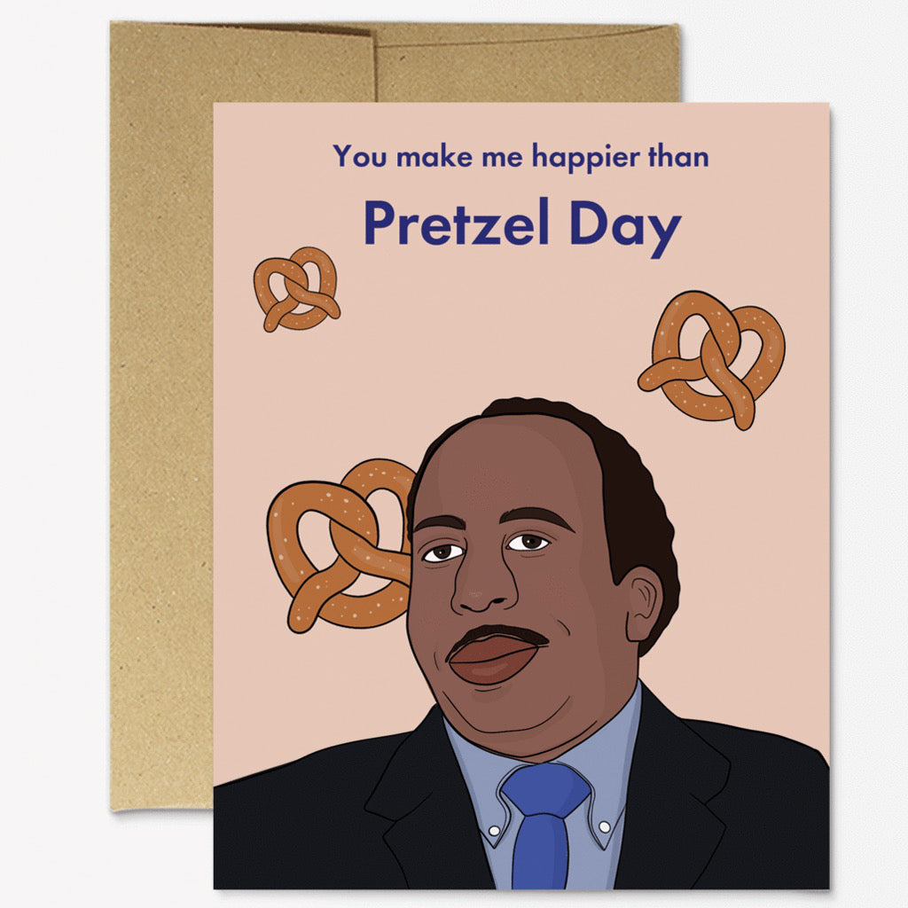 The Office Stanley Pretzel Day Card by Party Mountain Paper – Outer Layer