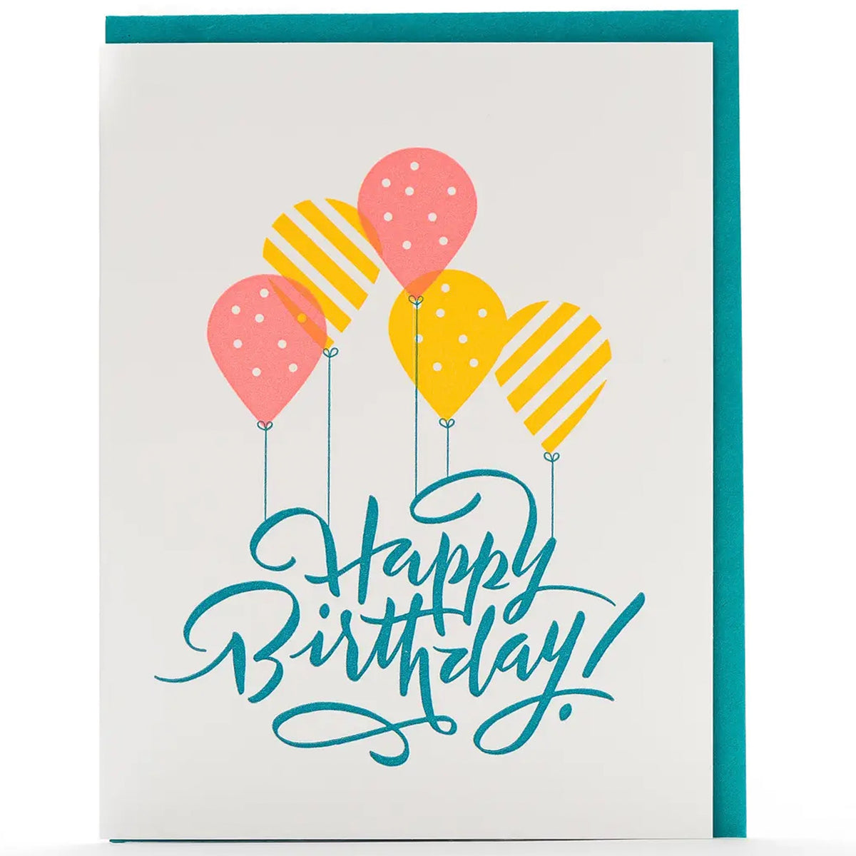 Birthday Balloons Calligraphy Card | Porchlight Press Letterpress ...