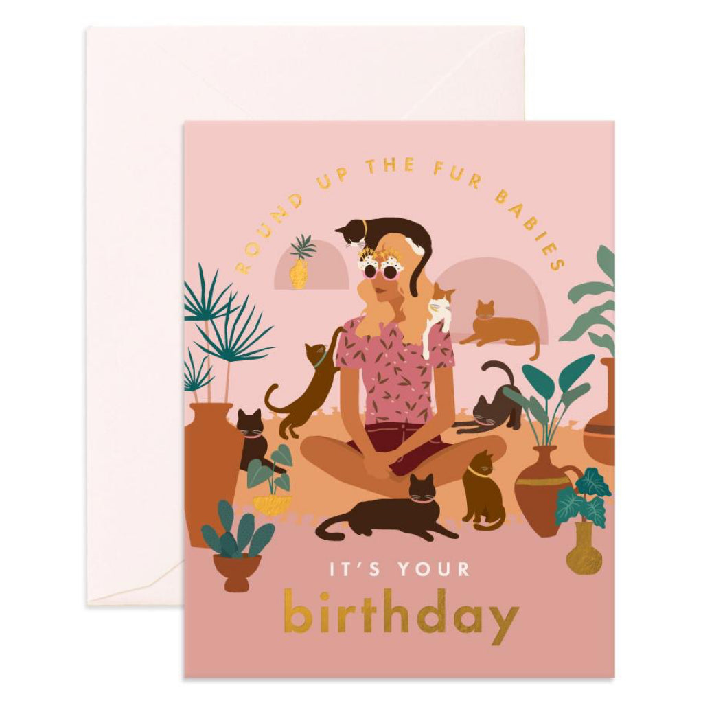 Birthday Cat Lady Greeting Card | Fox & Fallow – Outer Layer
