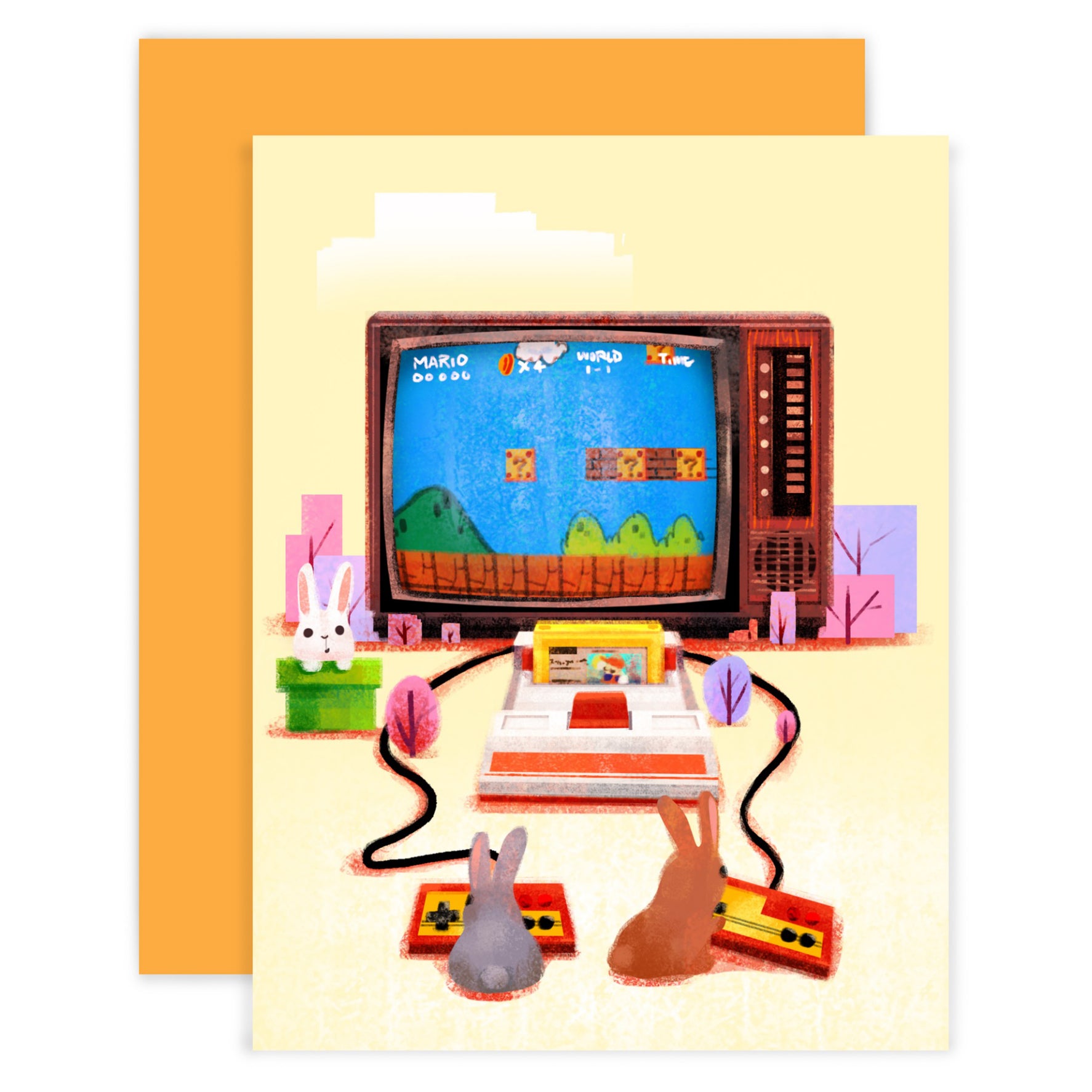 Bunnies Playing Vintage Nintendo Game Card | The Little Red House ...