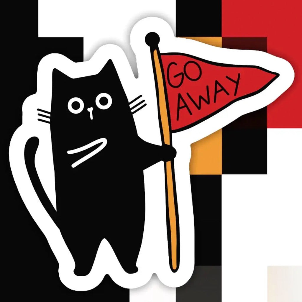 Cat Go Away Clear Sticker | Ace the Pitmatian Co – Outer Layer