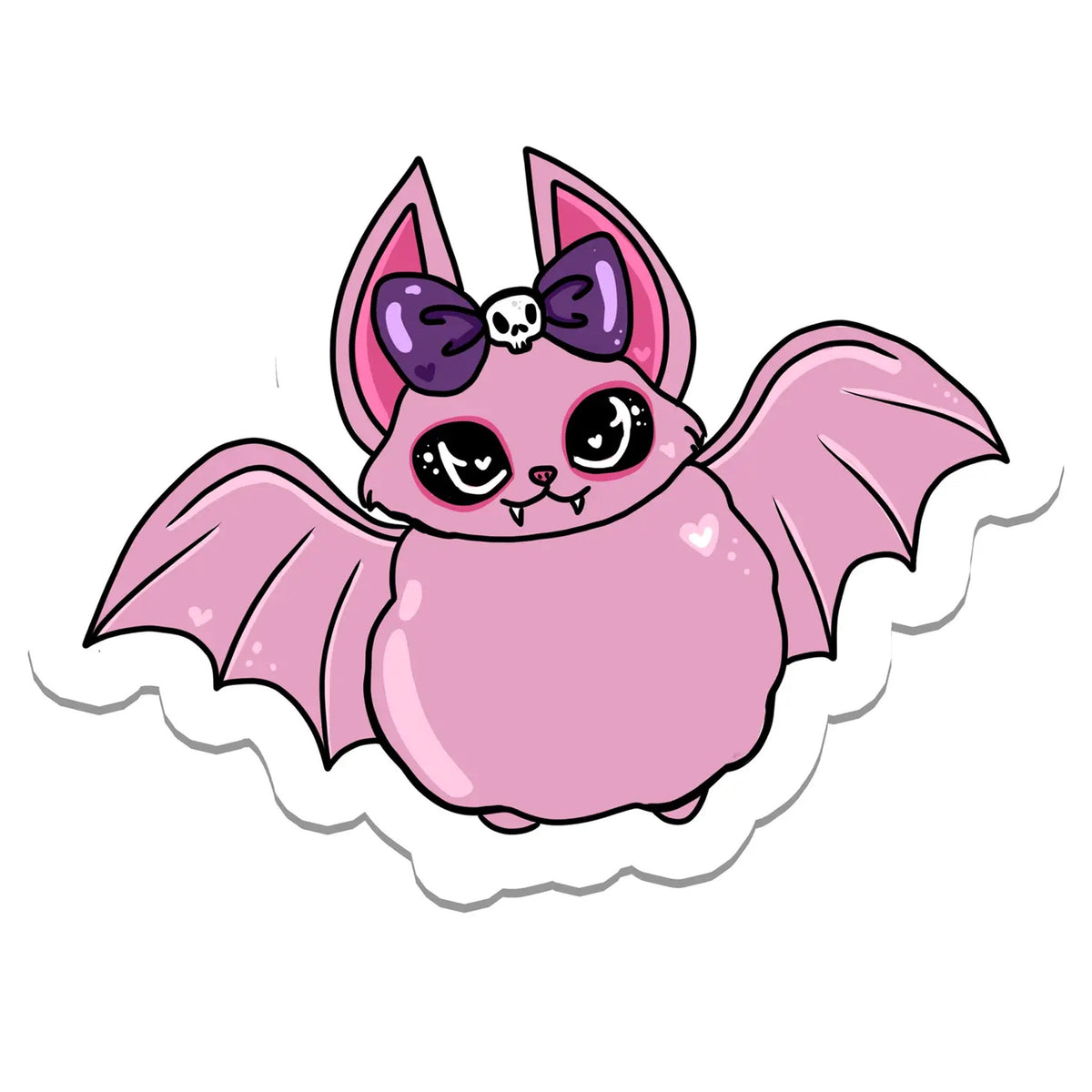 Chubby Pink Bat with Bow Vinyl Sticker | Rebel and Siren – Outer Layer
