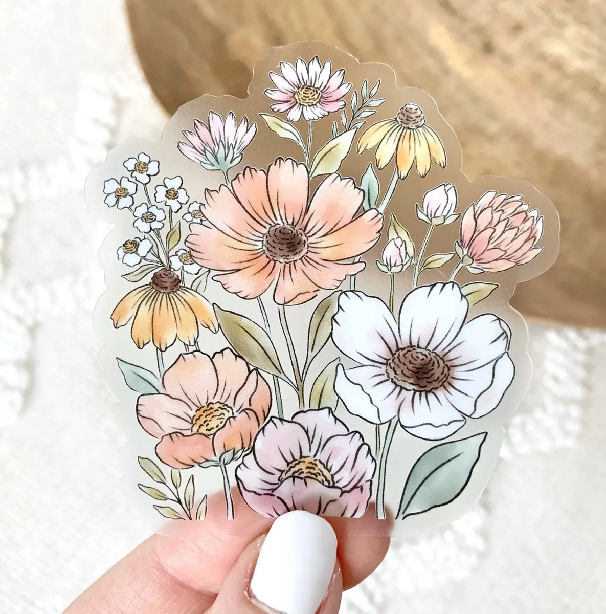 Clear Wildflower Bunch Sticker | Elyse Breanne Design – Outer Layer
