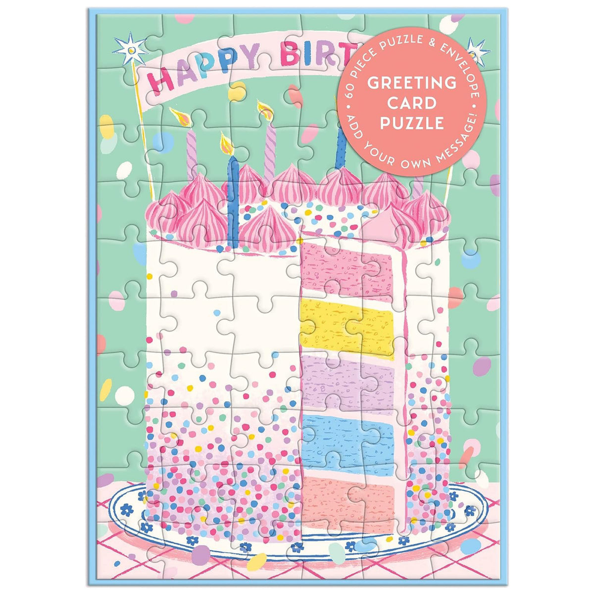 Confetti Birthday Cake Greeting Card Puzzle | Galison – Outer Layer