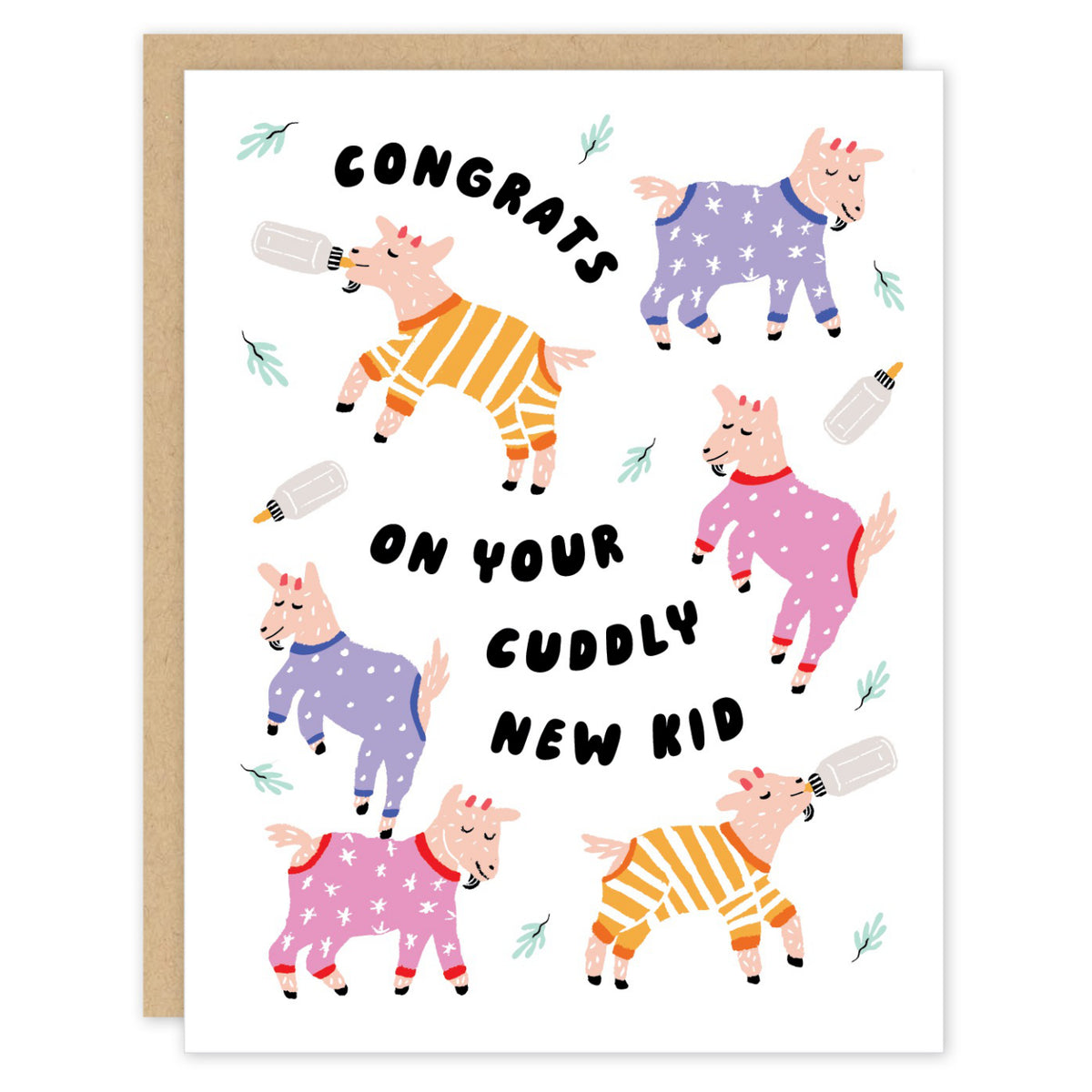 Cuddly Goats Baby Card | Party of One – Outer Layer