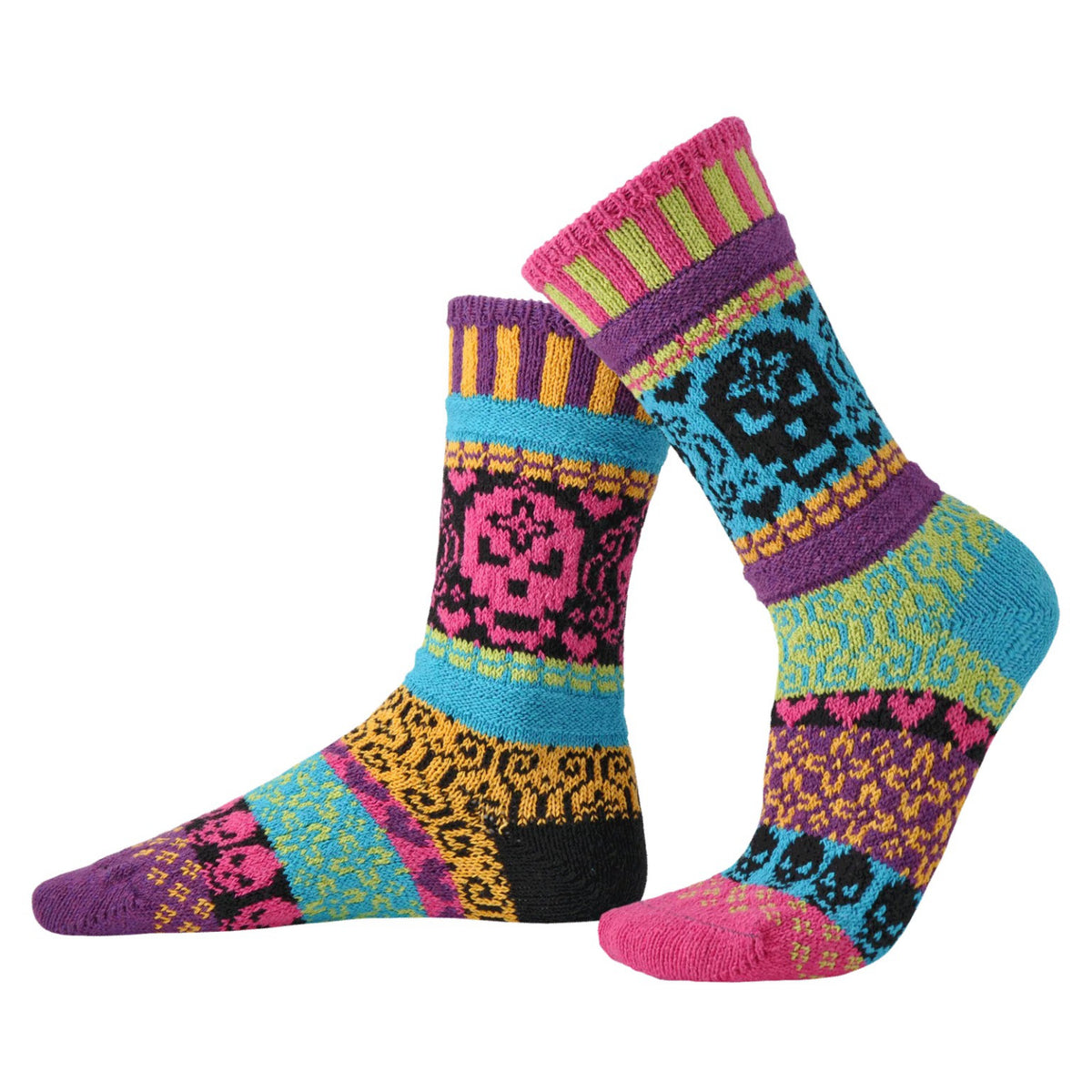 Day Of The Dead Mismatched Crew Socks | Solmate – Outer Layer