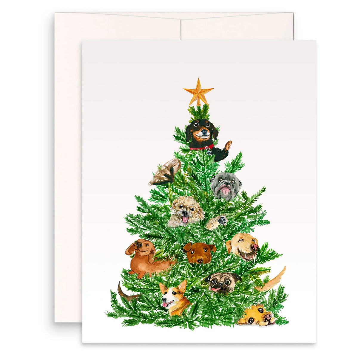 Dogs In Christmas Tree Card | Liyana Studio – Outer Layer