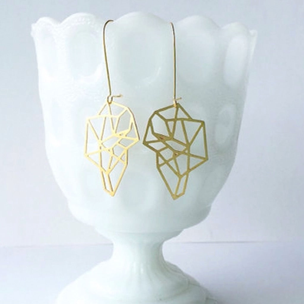 Faceted Geometric Shape Medium Earrings Gold | A Tea Leaf Jewelry ...
