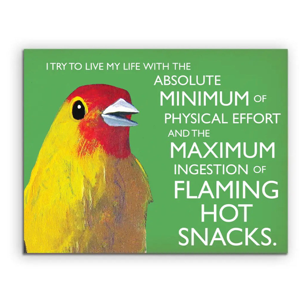 Flaming Hot Snacks Card | The Mincing Mockingbird – Outer Layer