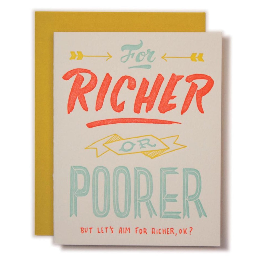 For Richer Or Poorer Wedding Card | Ladyfingers Letterpress – Outer Layer
