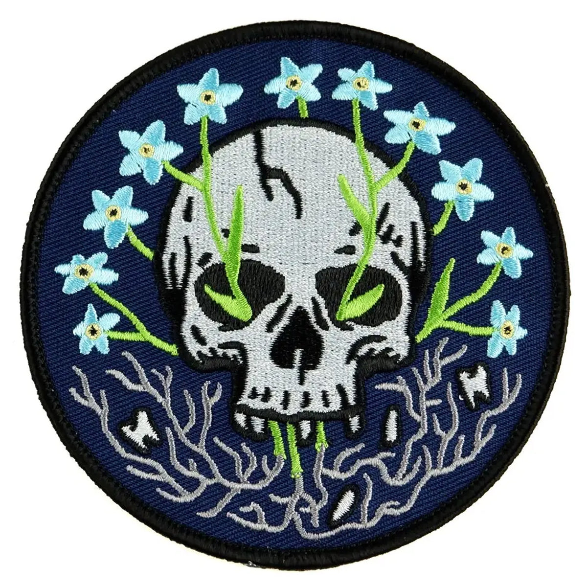 Forget Me Not Skull Embroidered Patch | Cat Coven – Outer Layer