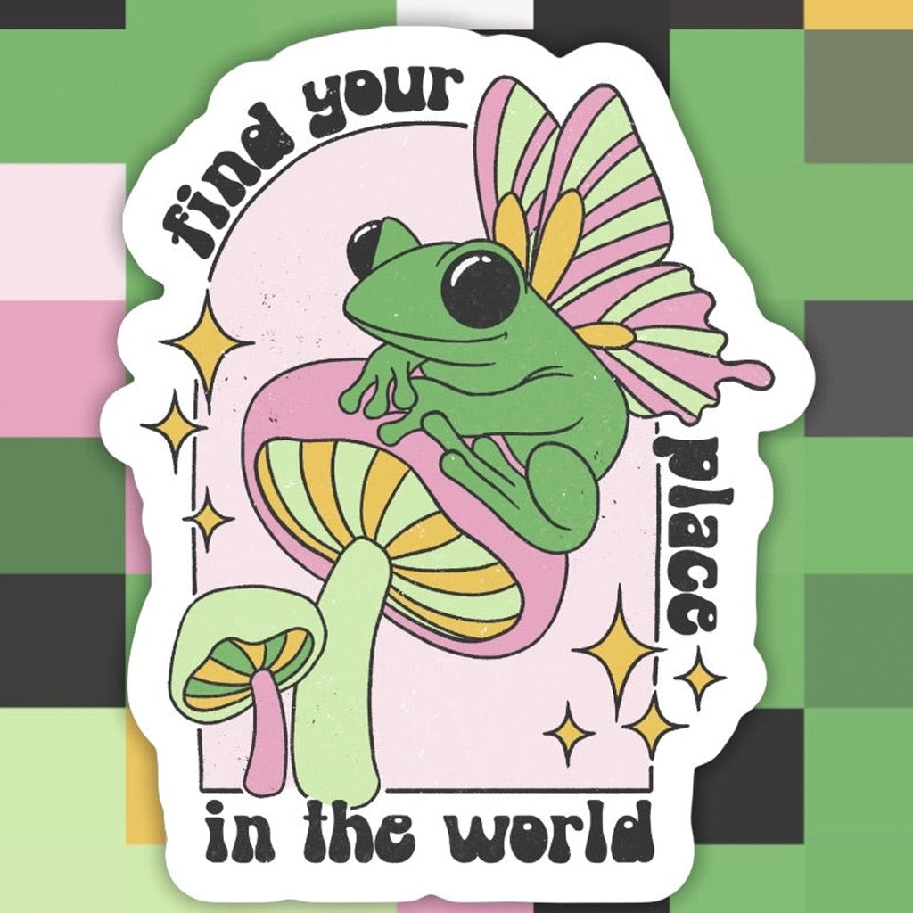 Frog Find Your Place Transparent Sticker | Ace the Pitmatian Co – Outer ...
