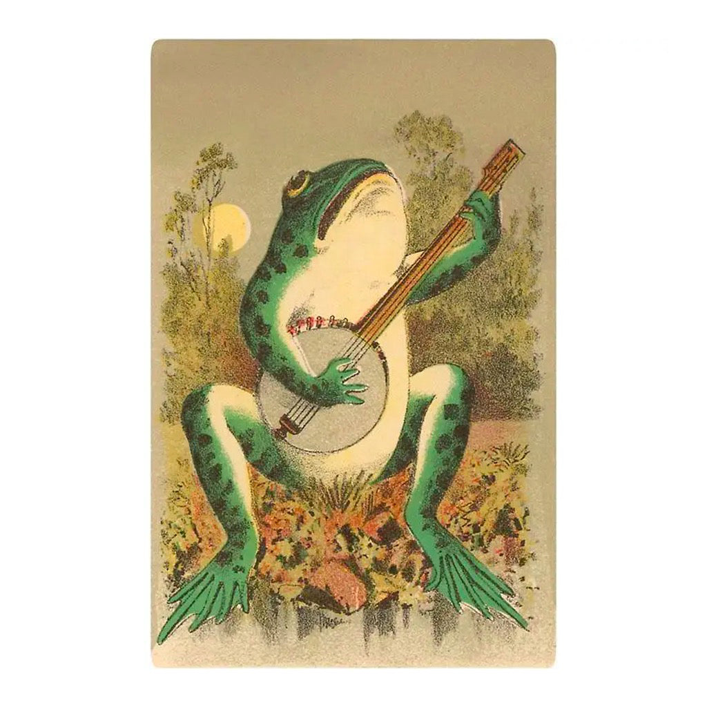 Frog Playing Banjo in Moonlight Postcard | Found Image Press – Outer Layer