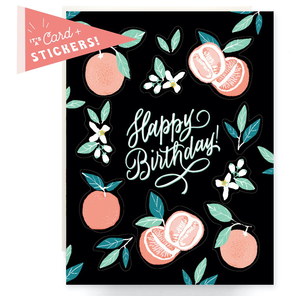 Grapefruit Sticker Sheet Birthday Card by Antiquaria Design Studio ...