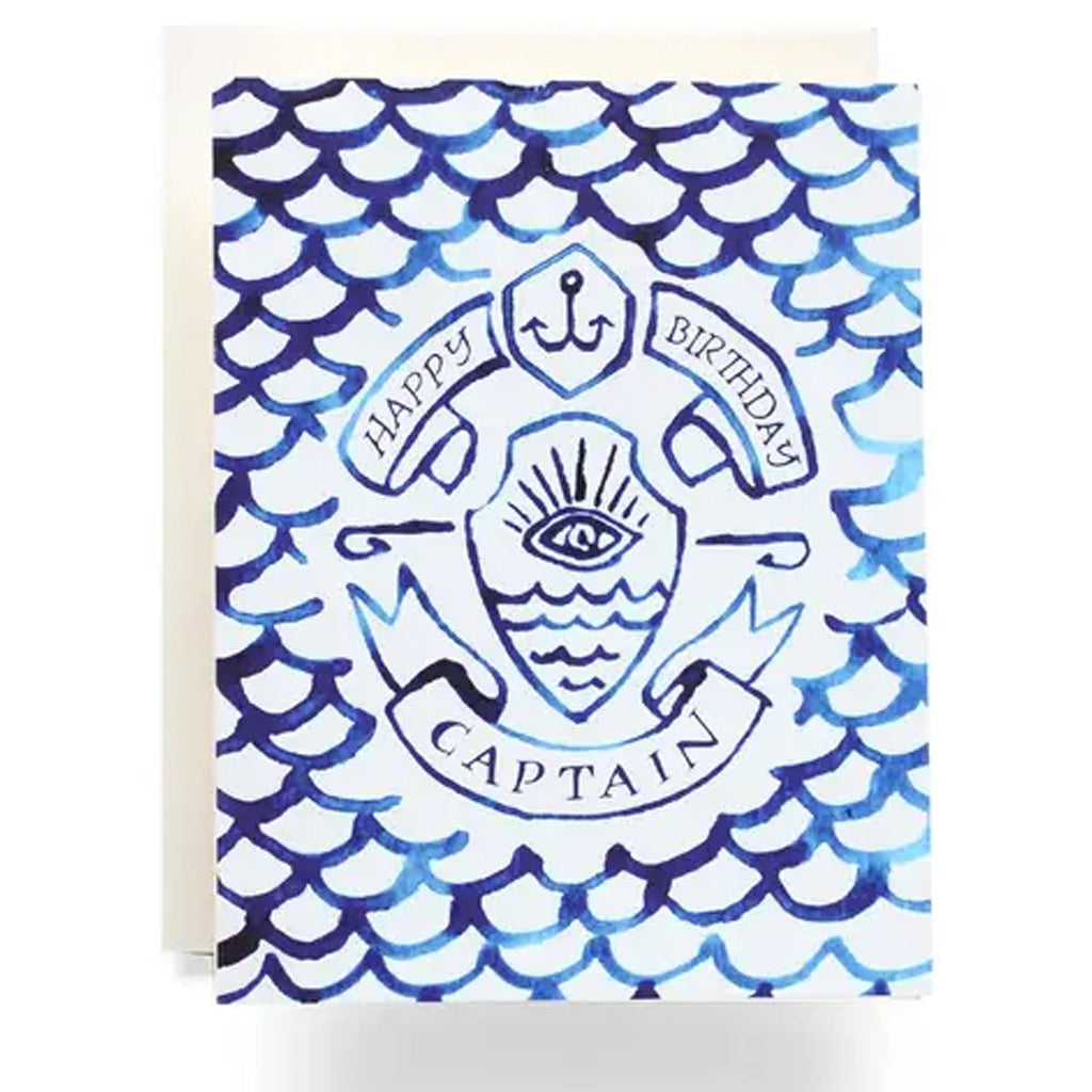 Indigo Captain Birthday Card | Antiquaria Design Studio – Outer Layer